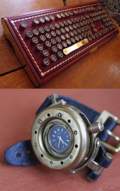 create your own steampunk keyboard and wrist watch