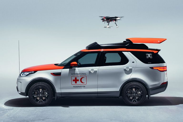 Red Cross Land Rover Has A Drone That Can Land Even Vehicle Is Moving
