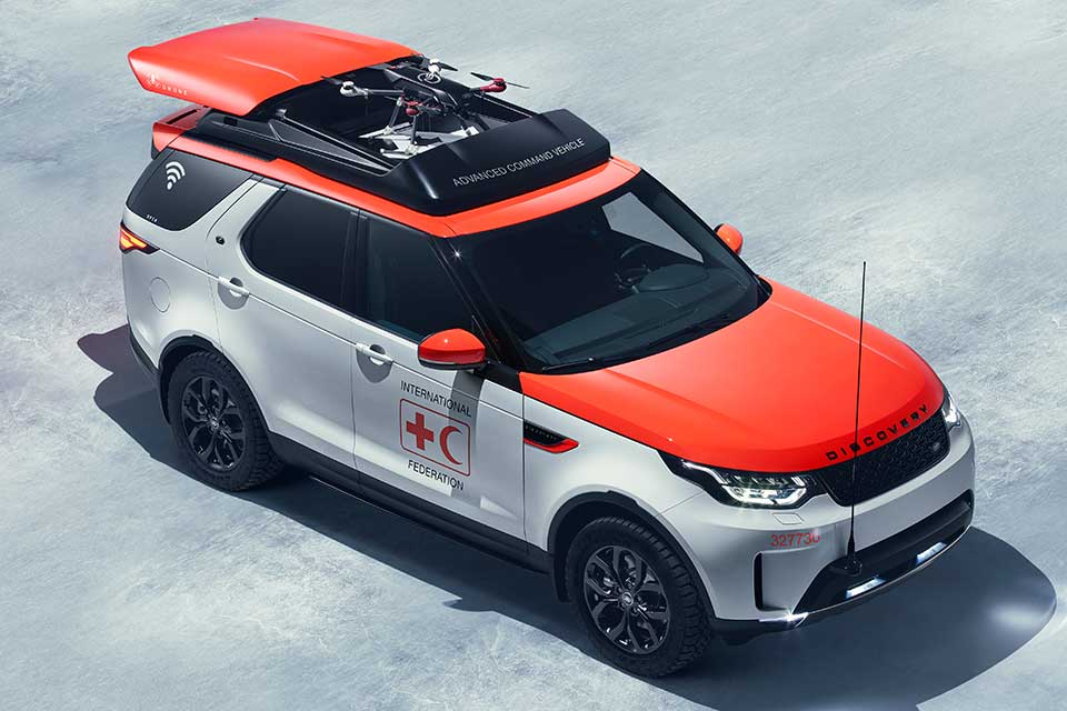 Red Cross Land Rover Has A Drone That Can Land Even Vehicle Is Moving