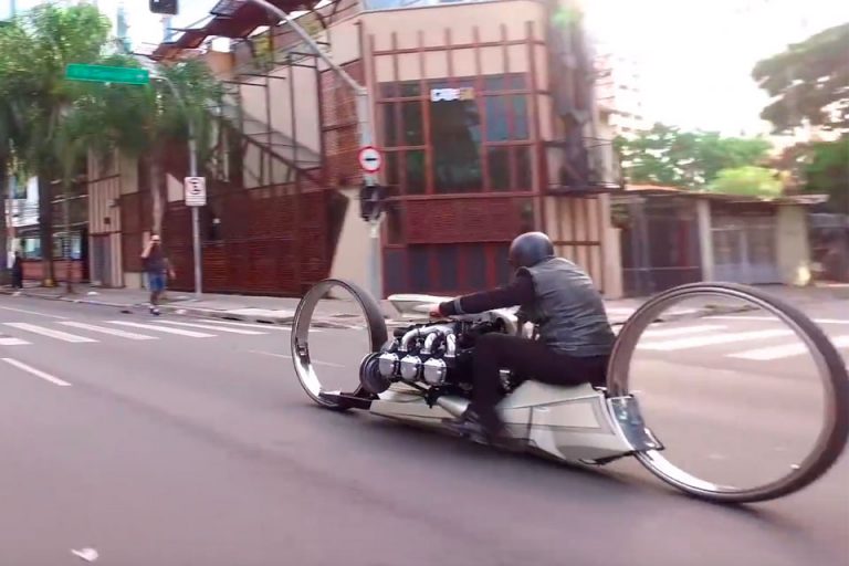 This Crazy Hubless Motorcycle Is Powered By An Airplane Engine