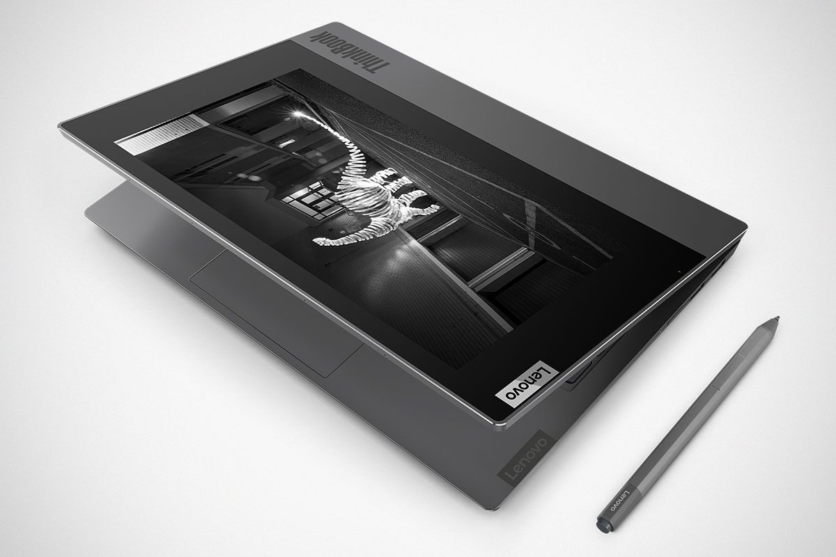 This Is Lenovo ThinkBook Plus And It Has A Cover That Has An E-Ink ...