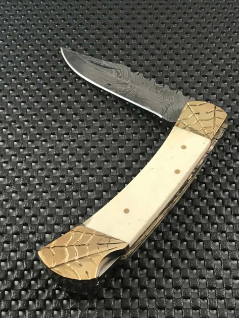 Buffalo Bone And Damascus Steel Makes This Folding Knife Heirloom Worthy
