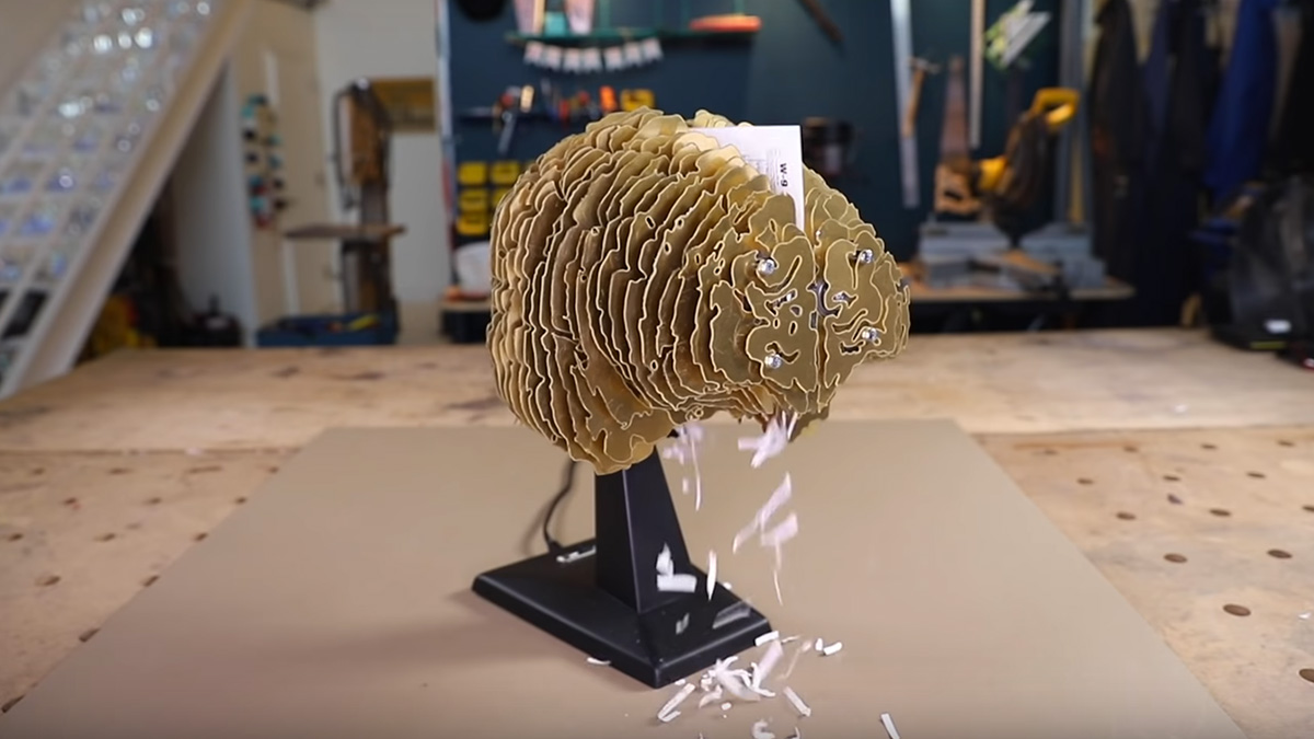 Simone Giertz Made A Custom Paper Shredder Modeled After Her Brain