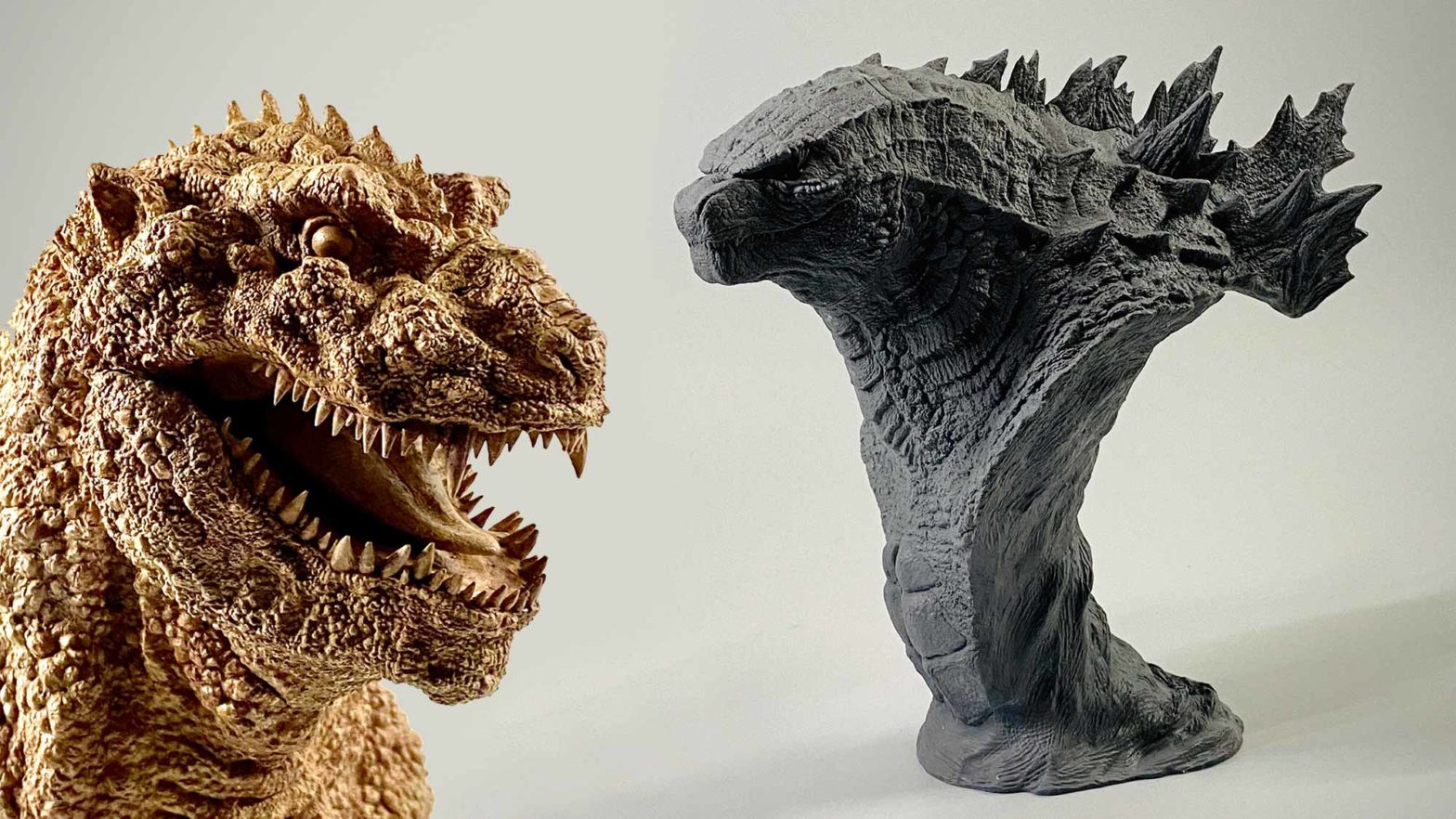 1954 And 2019 Godzilla Busts In Kit Form by Ken-ichi Tanaka Of Tanaka ...