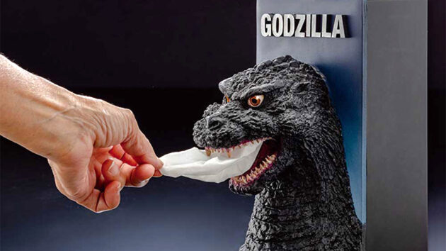 Clever Tissue Dispenser Had Godzilla “Spewing” Tissue Out Of Its Mouth