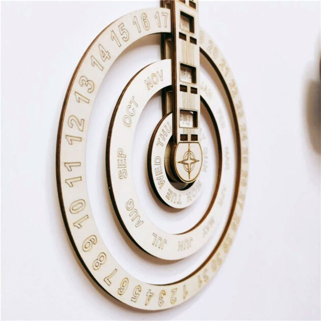 Wooden Hanging Round Spin Perpetual Calendar: It Rotates As Opposed To ...