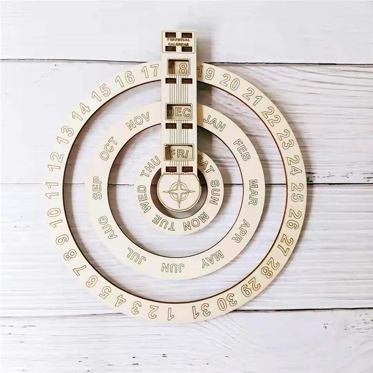 Wooden Hanging Round Spin Perpetual Calendar: It Rotates As Opposed To ...