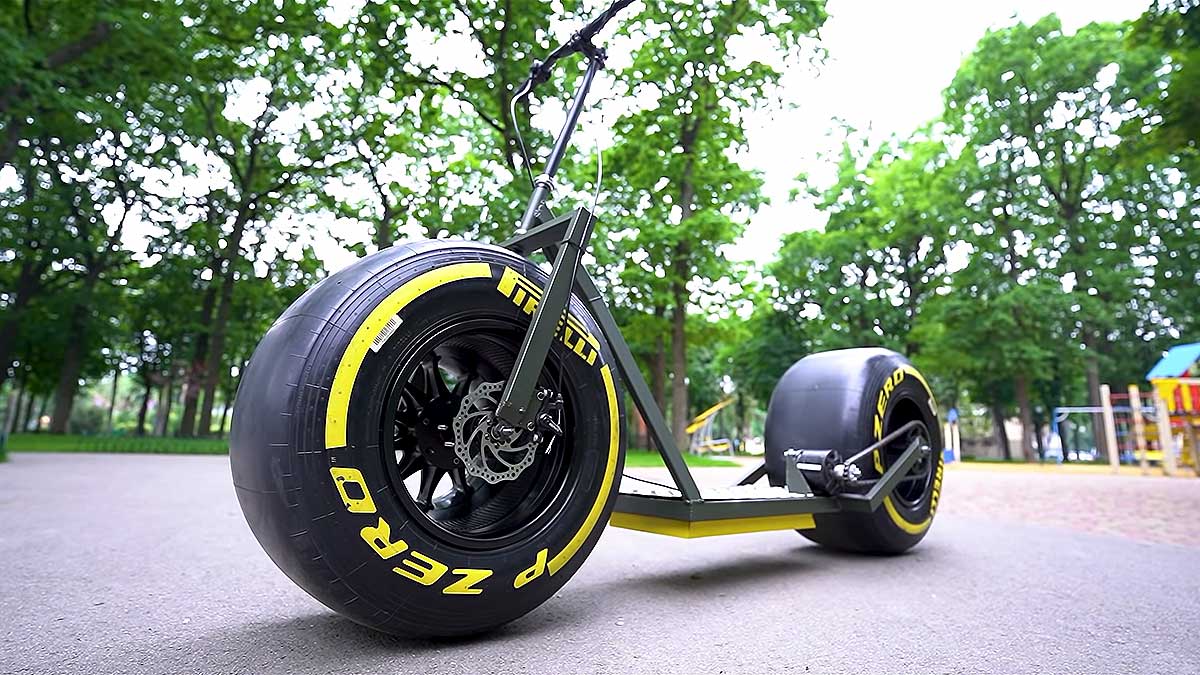 Fat Scooter With Super Fat, F1-style Wheels And Tires Is Beyond Awesome