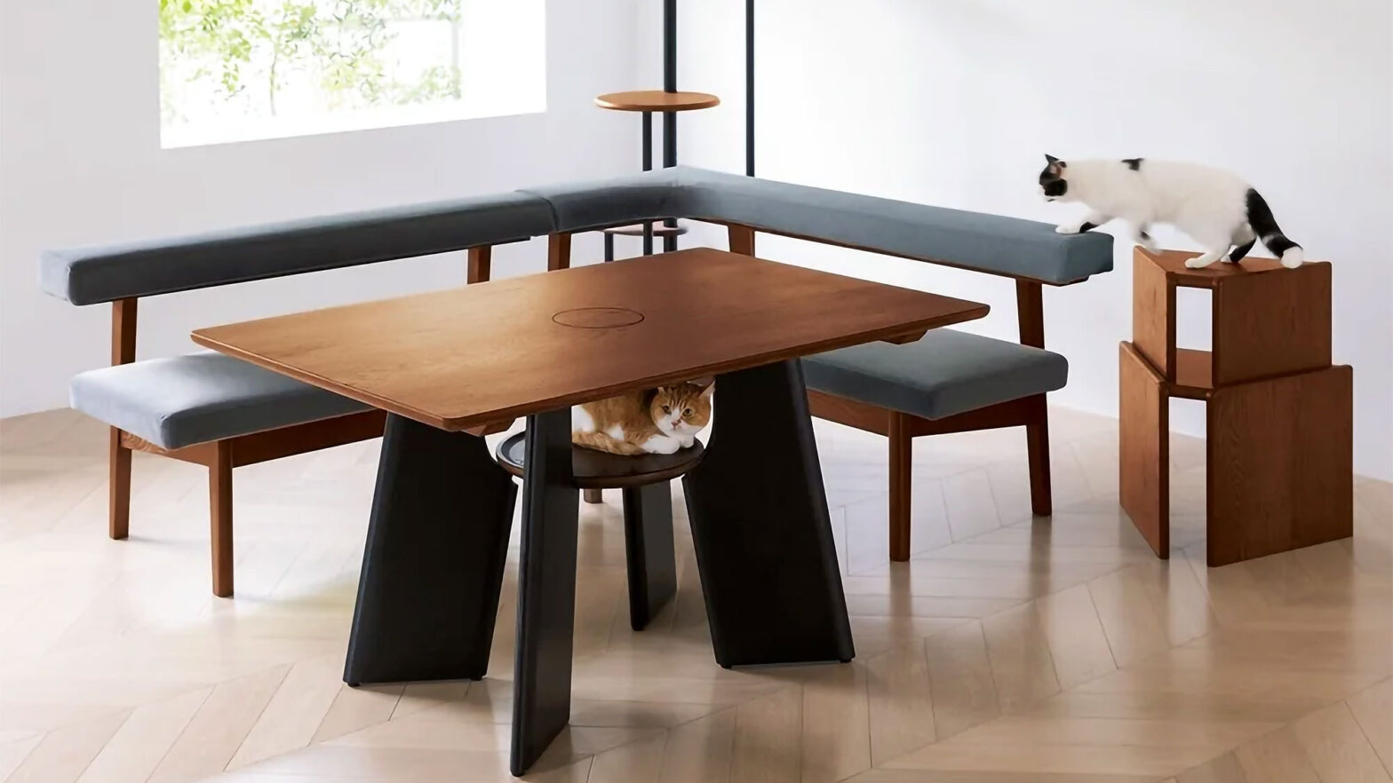 This Cat-friendly Table Has A Hole For Kitty To Pop Its Head Out