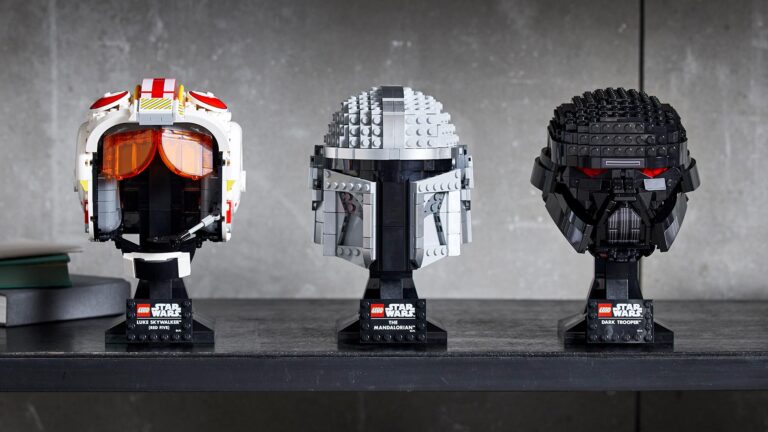 Luke Skywalker, The Mandalorian And Dark Trooper LEGO Buildable Helmets ...