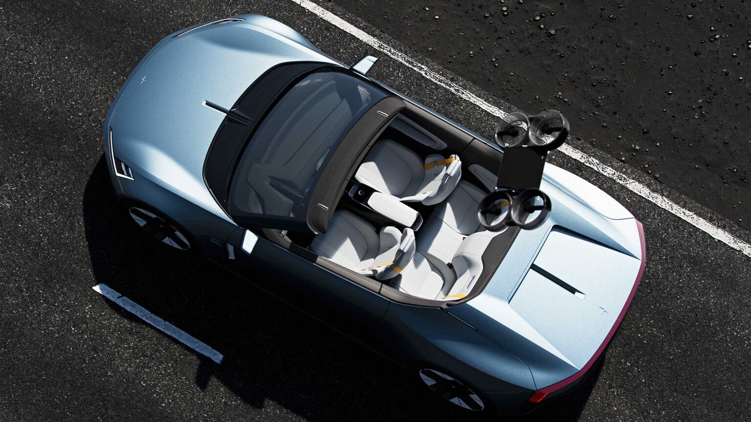 Polestar O2 Concept Electric Vehicle Has An Autonomous Car Selfie Drone