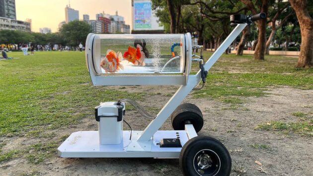 Taiwan Man Made A Fish Tank Trolley So He Can Take His Pet Fishes For A ...