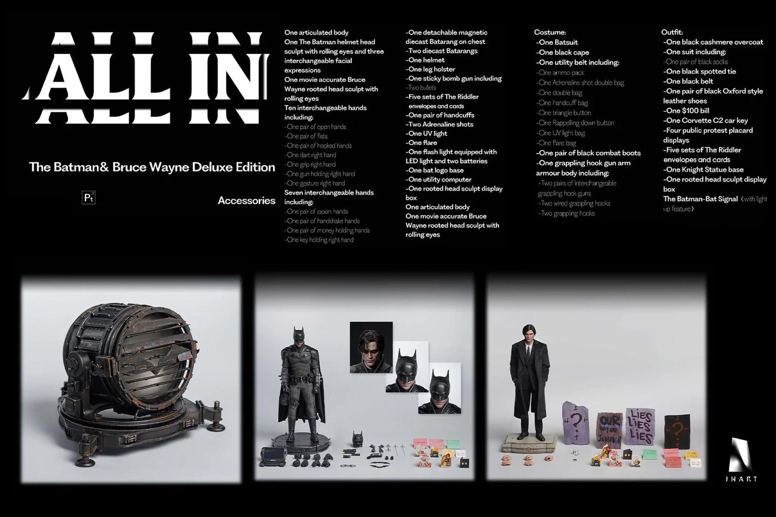 InArt The Batman 1/6 Collectible Figure: A Super Detailed Figure With ...