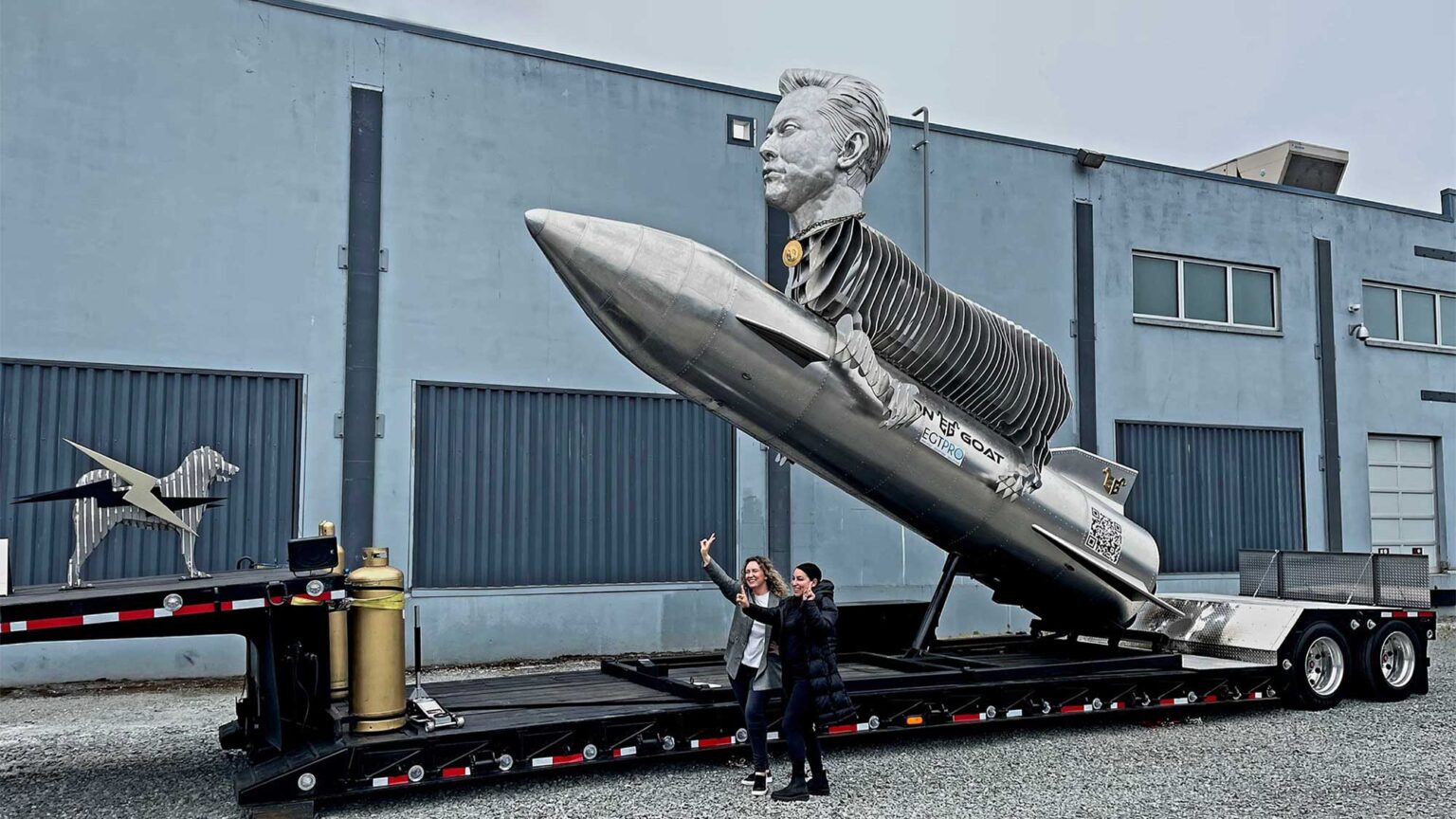 Bizarre Elon Musk Sculpture With Goat Body On A Rocket Is A Gift For ...