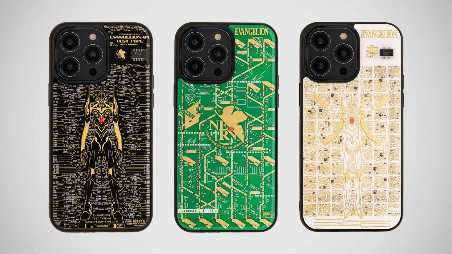 Evangelion-themed Battery-free Light Up PCB Art iPhone 14 Cases