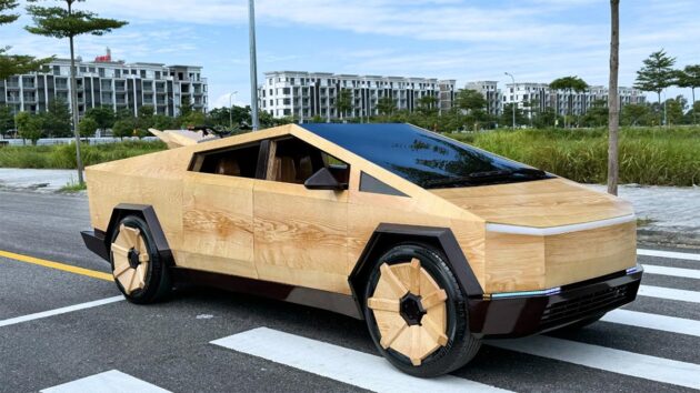 ND - Woodworking Art Built A Wooden Cybertruck For Elon Musk, Musk ...