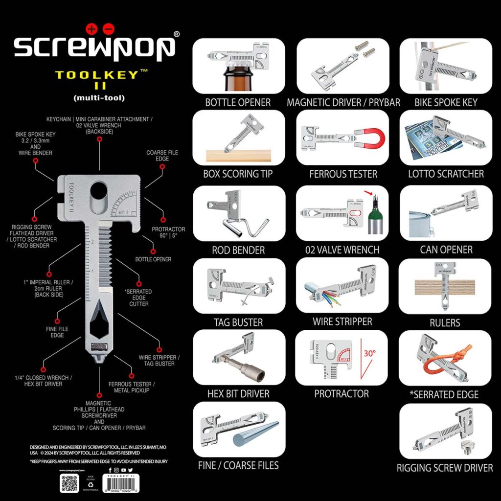 Screwpop Toolkey II Is A 17-in-1 Multitool Unibody Keychain That Is A ...