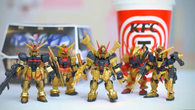 KFC China Launches Gilded Gundam Gacha Toy With Gundam Wagyu Burger Meal