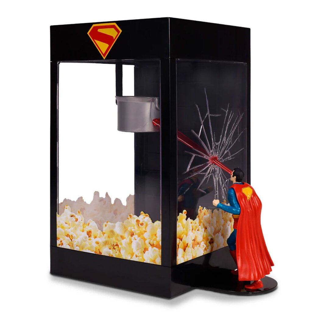 This Popcorn Bucket Has Superman Using Heat Vision On The Popcorn Kettle