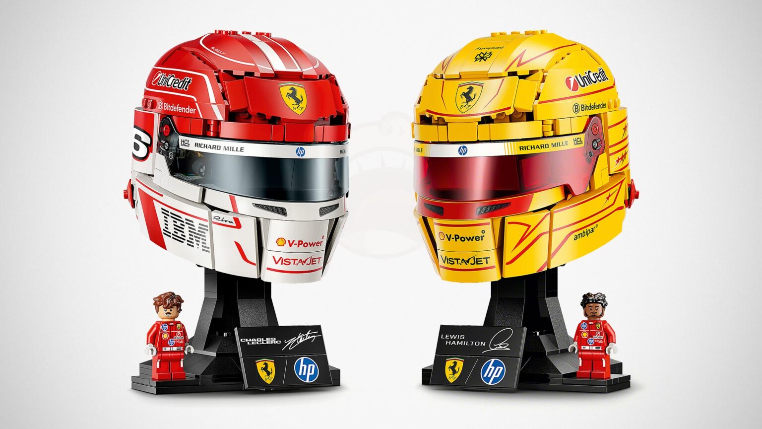 LEGO Turns Charles Leclerc and Lewis Hamilton’s Ferrari F1 Helmets Into ...