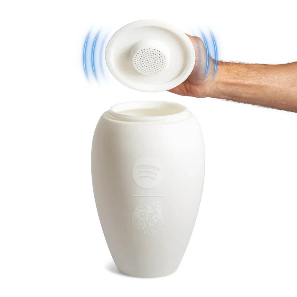 Liquid Death Made a Burial Urn That Plays Music Through a Bluetooth ...